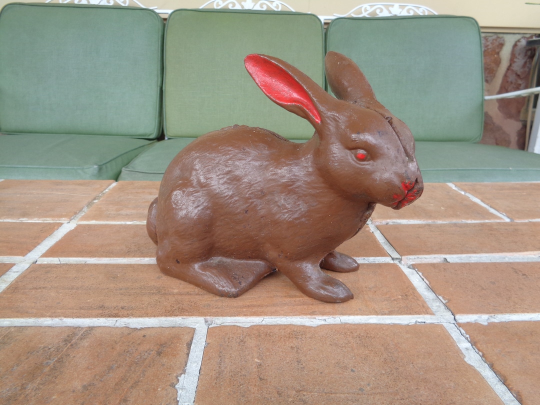 Antique Rabbit Bunny Cast Iron Hubley Doorstop EASTER Garden Ornament ...