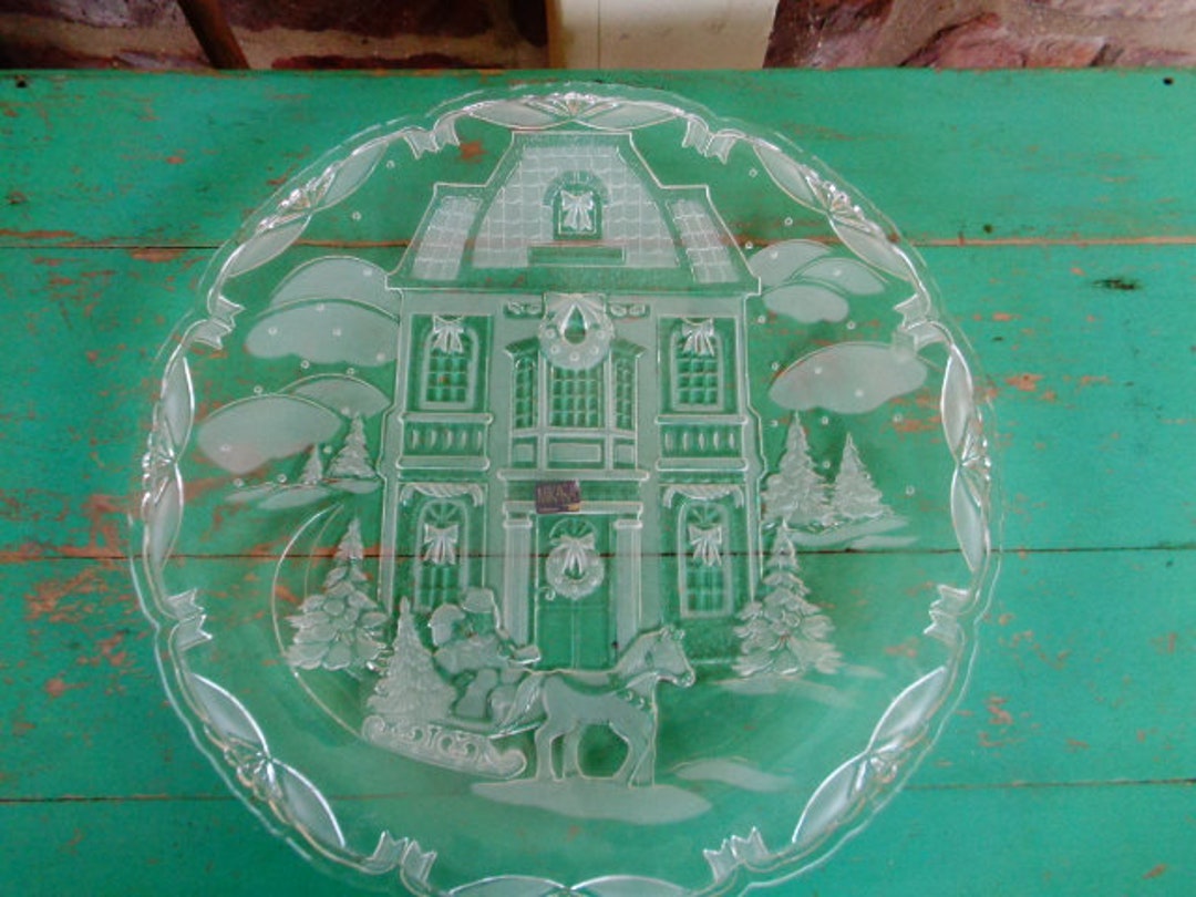 Vintage Mikasa Germany Lead Crystal Platter Holiday Christmas Seasonal ...