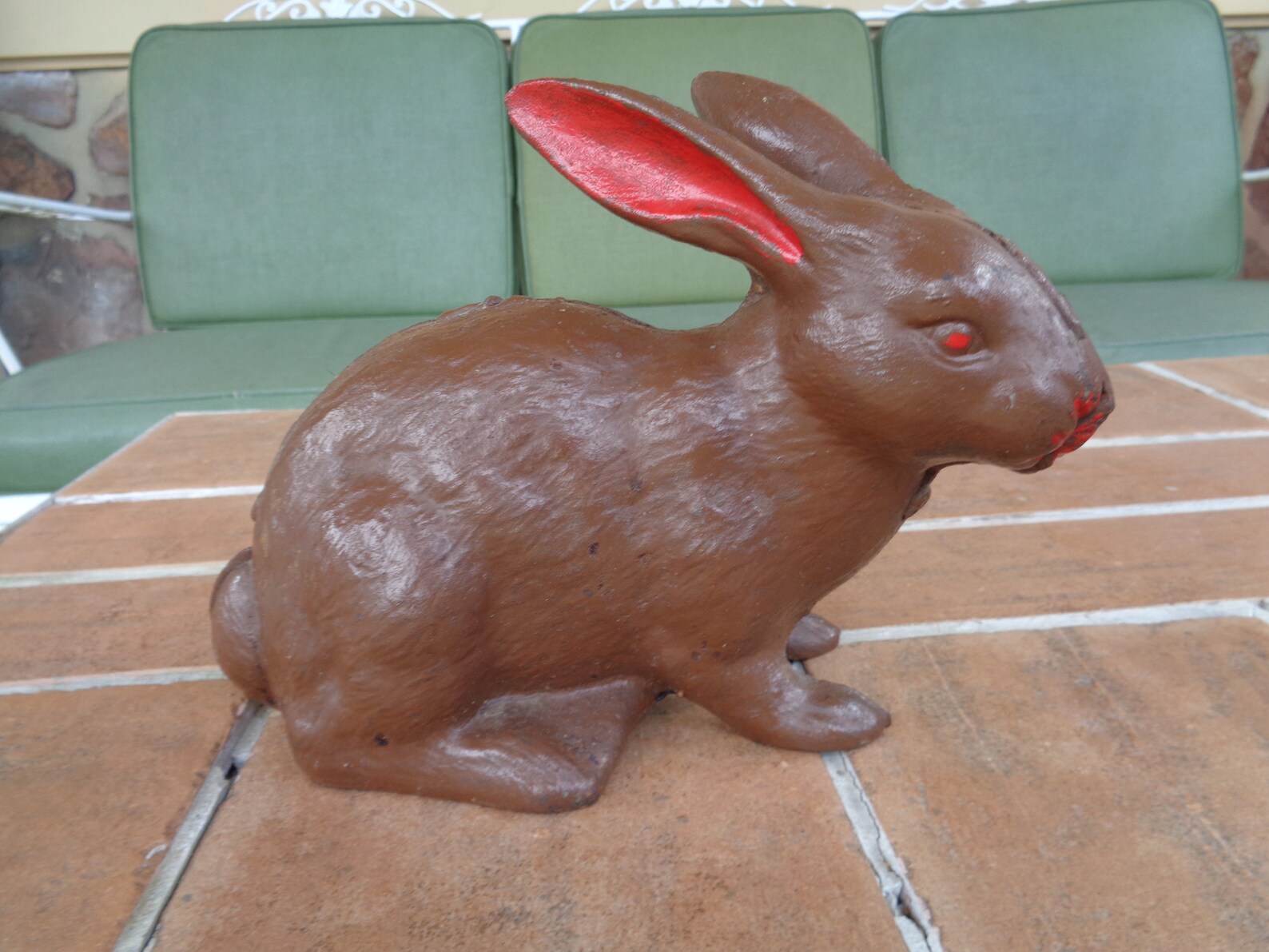 Antique Rabbit Bunny Cast Iron Hubley Doorstop EASTER Garden Ornament ...