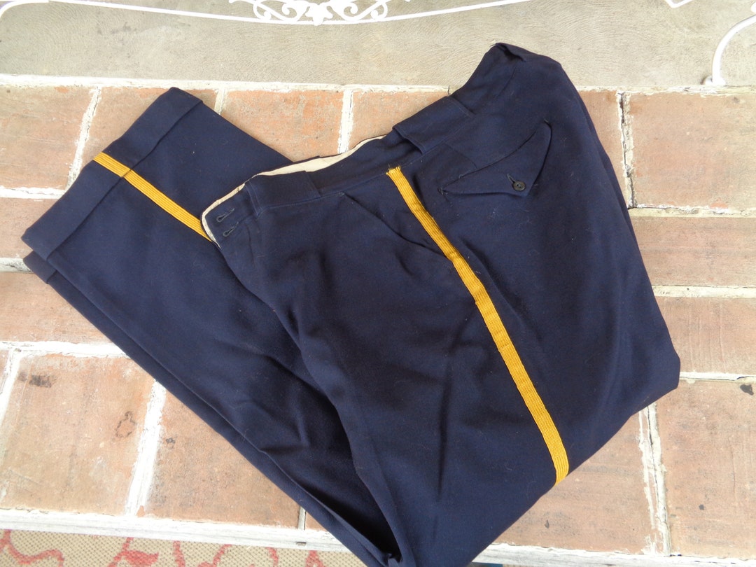 Vintage Men's Uniform Trousers Pants Blue Gold Marching Band Military ...