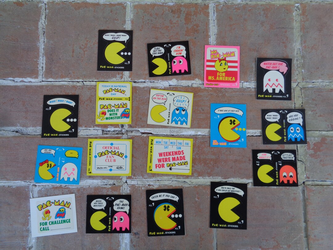 Lot of 17, Vintage Pac Man Stickers 1980 Fleer Midway Collectible Ms ...