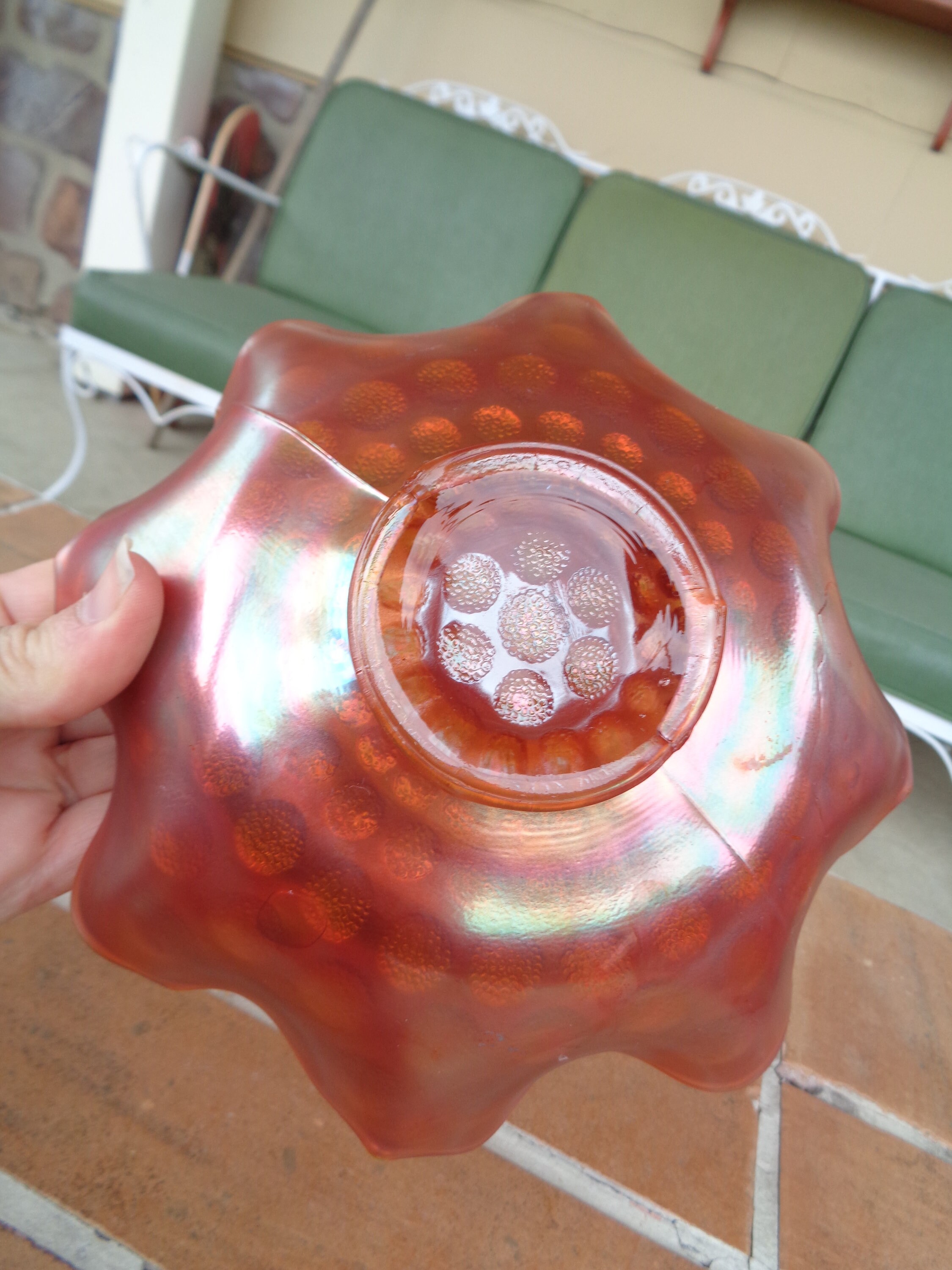 Vintage Carnival Glass Stippled Coin Dot Marigold Decorative | Etsy