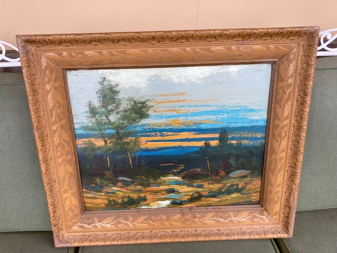Antique Oil Painting 1920's Berks Pennsylvania Landscape 26" X 22 ...