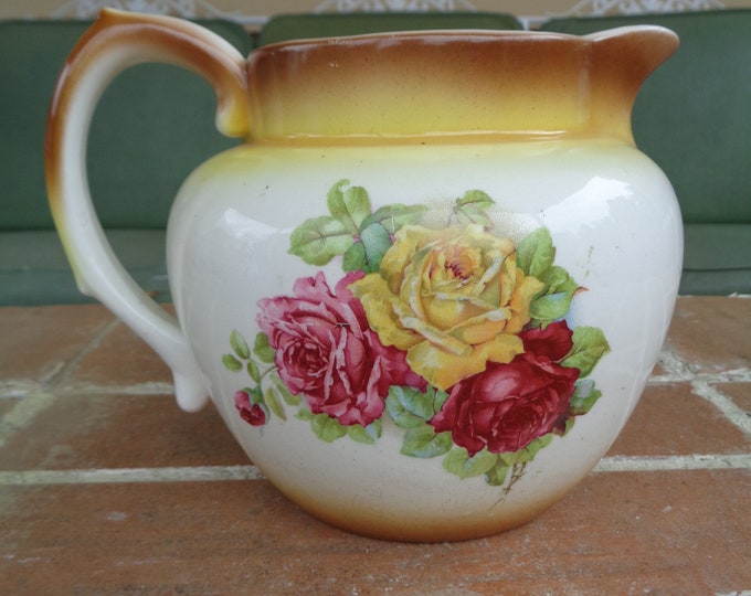 Antique Water Pitcher Floral Flowers Roses Smith Phillips Semi ...