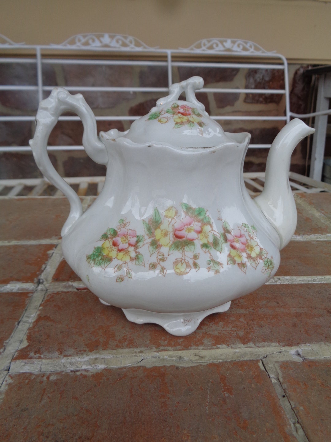 Antique American Belleek Tea Pot Ott & Brewer Porcelain 1800's Floral ...