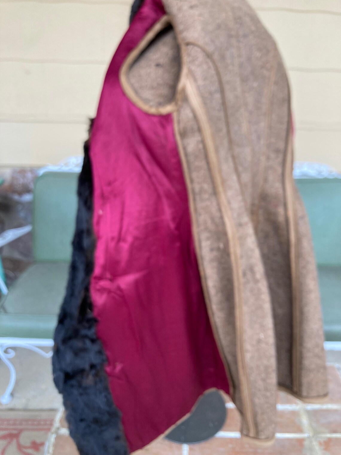 Vintage Women's Original Coat Fur Wool Textiles Early Winter Victorian ...