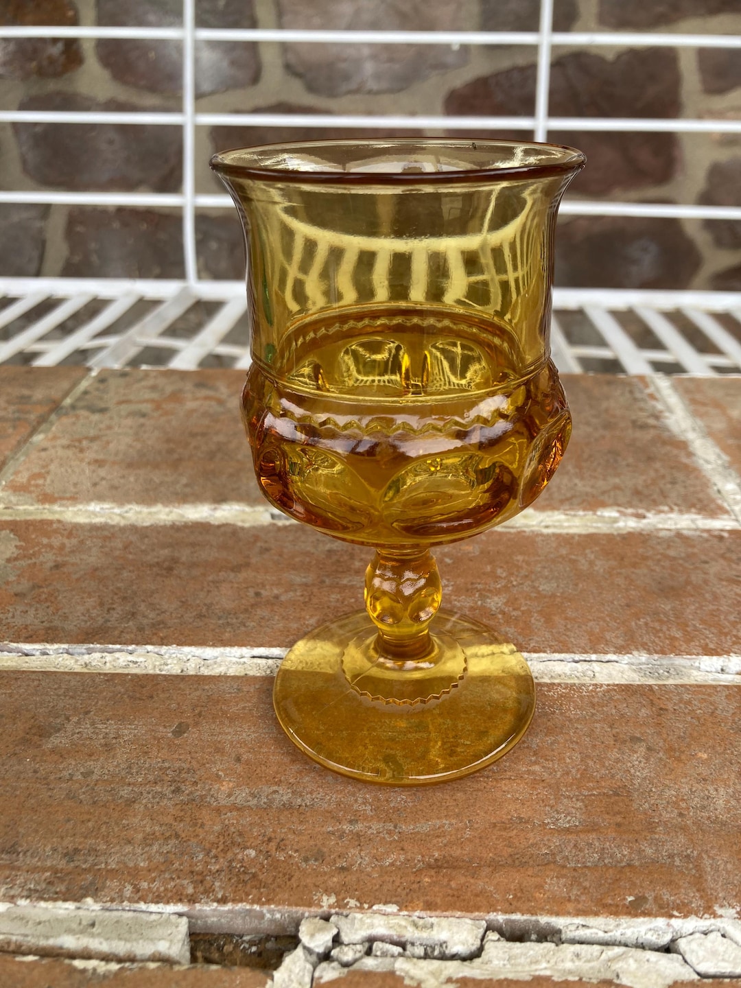 Vintage Amber Indiana Kings Crown Goblet Tumbler Collectible 6