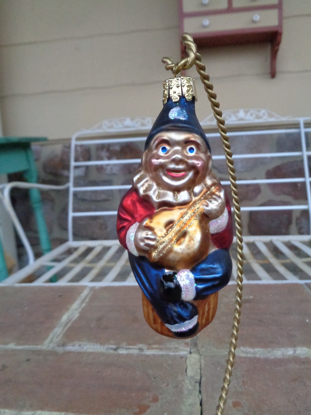 Vintage Glass Blown Ornament Jester Clown Banjo Christmas Holiday ...