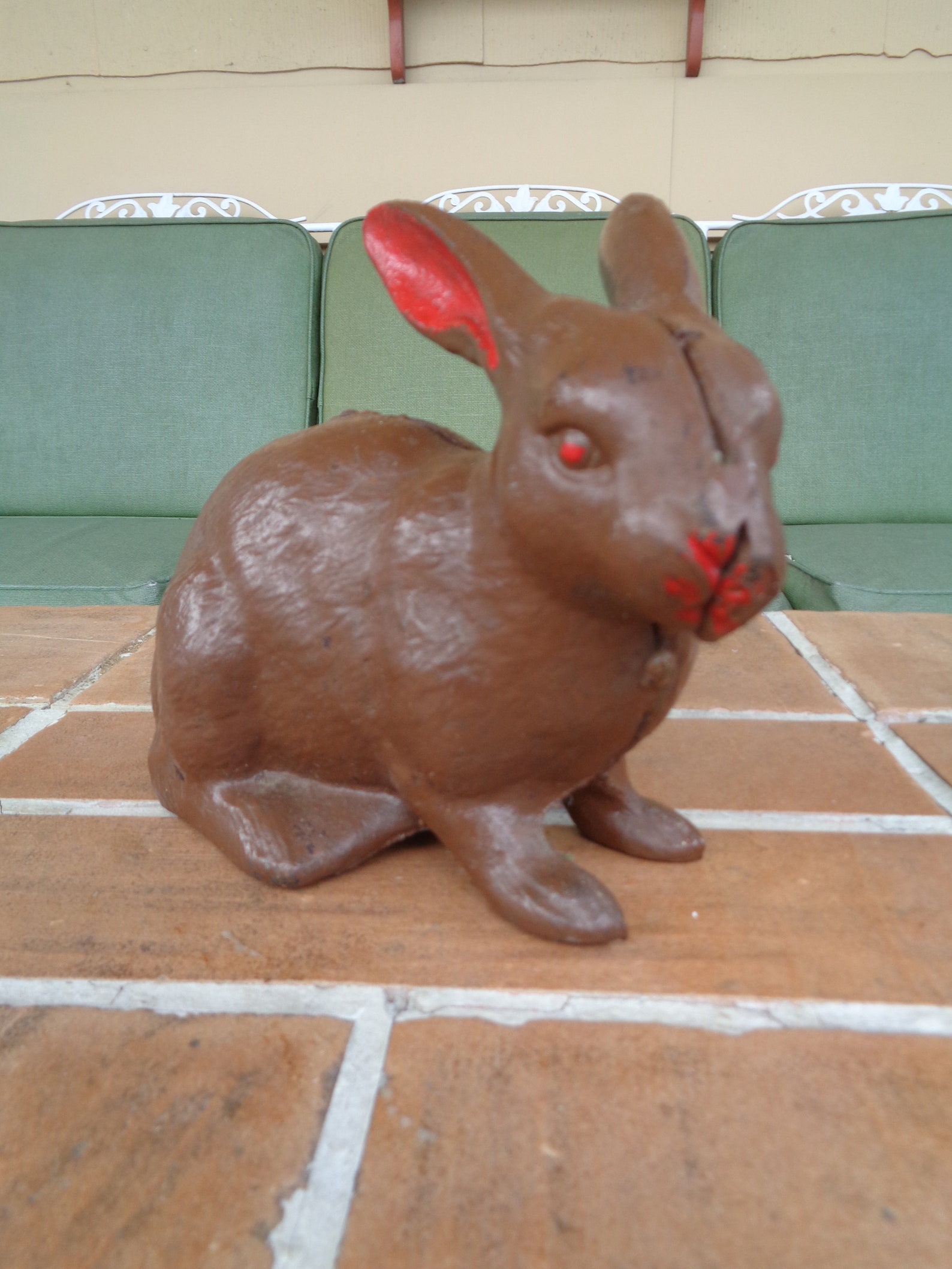 Antique Rabbit Bunny Cast Iron Hubley Doorstop EASTER Garden Ornament ...