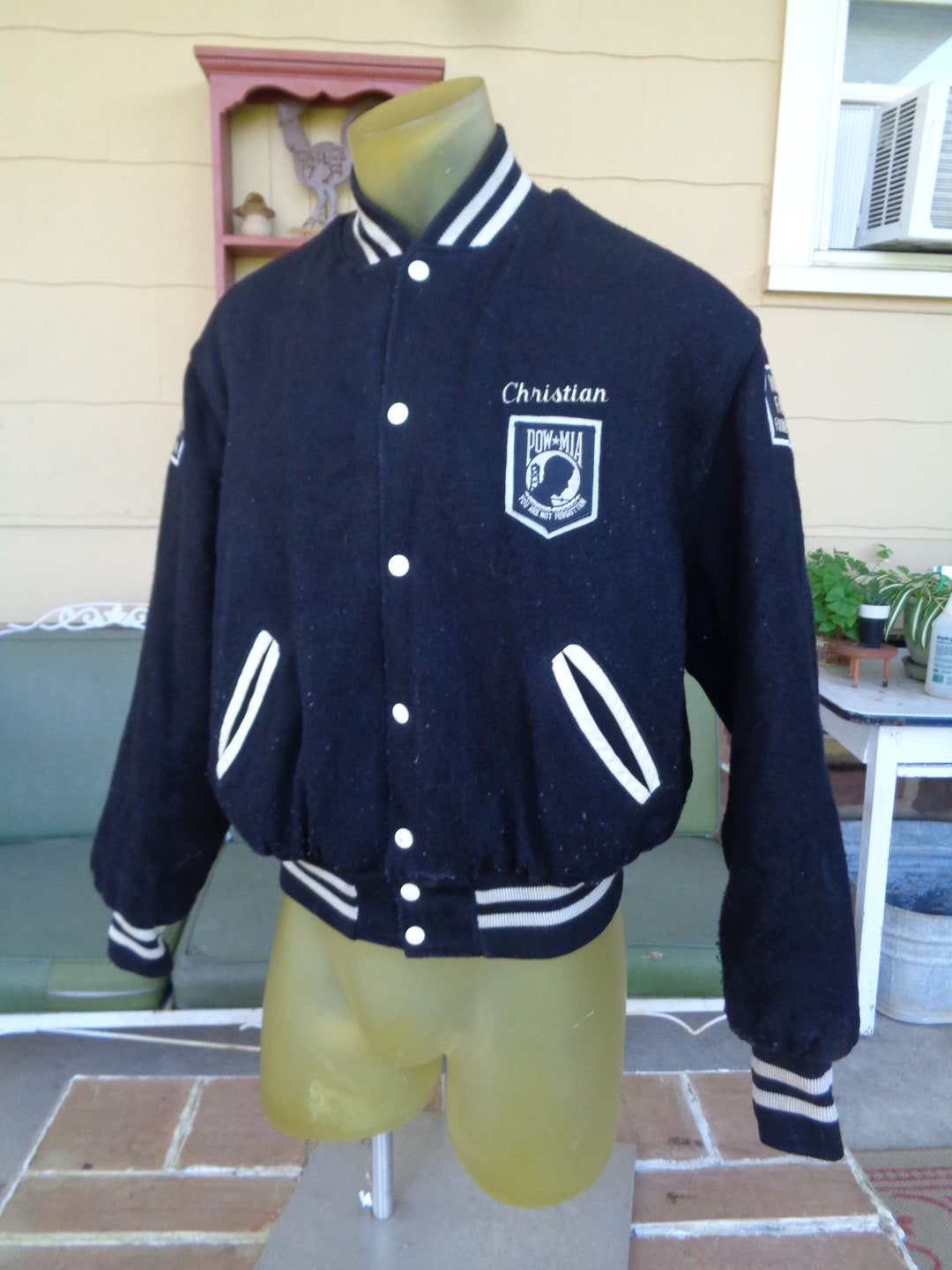 Vintage Varsity Letterman Jacket POW MIA Captain Reading Pa Holloway XL ...