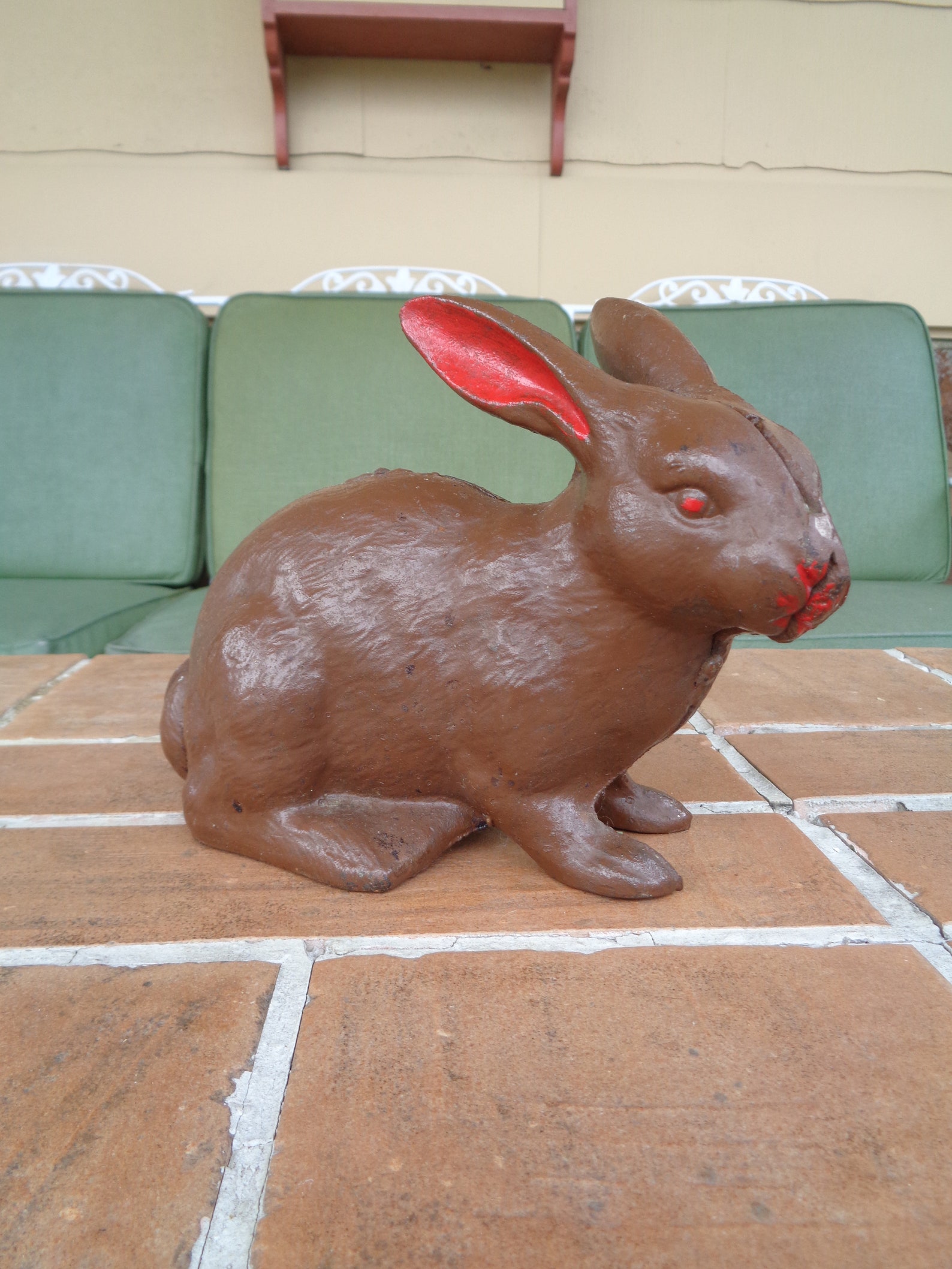 Antique Rabbit Bunny Cast Iron Hubley Doorstop EASTER Garden Ornament ...