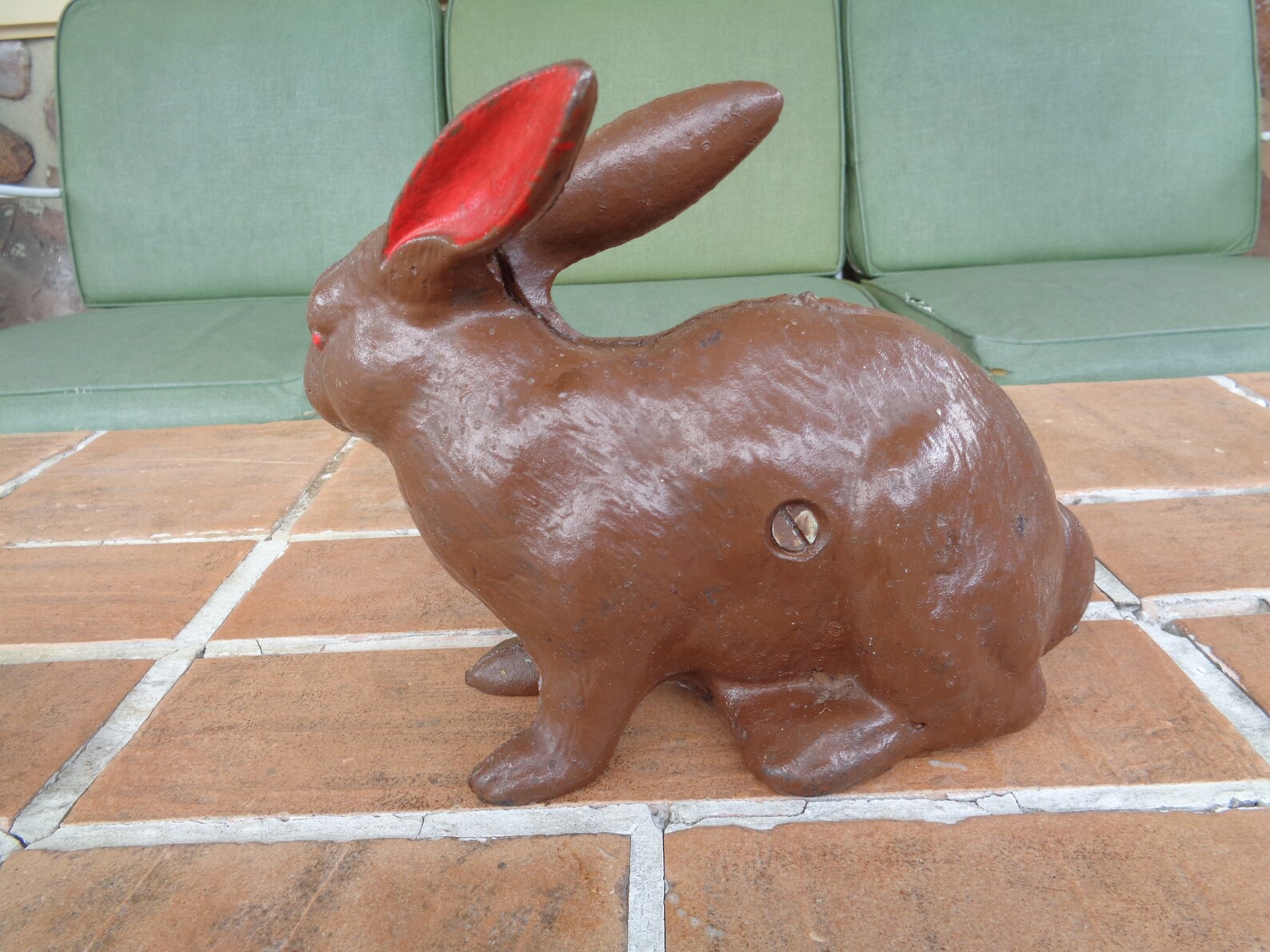 Antique Rabbit Bunny Cast Iron Hubley Doorstop EASTER Garden Ornament ...