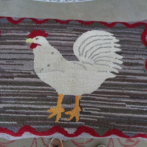 Antique Pictorial Hooked Rug Chicken Lancaster Pennsylvania Folk Art ...