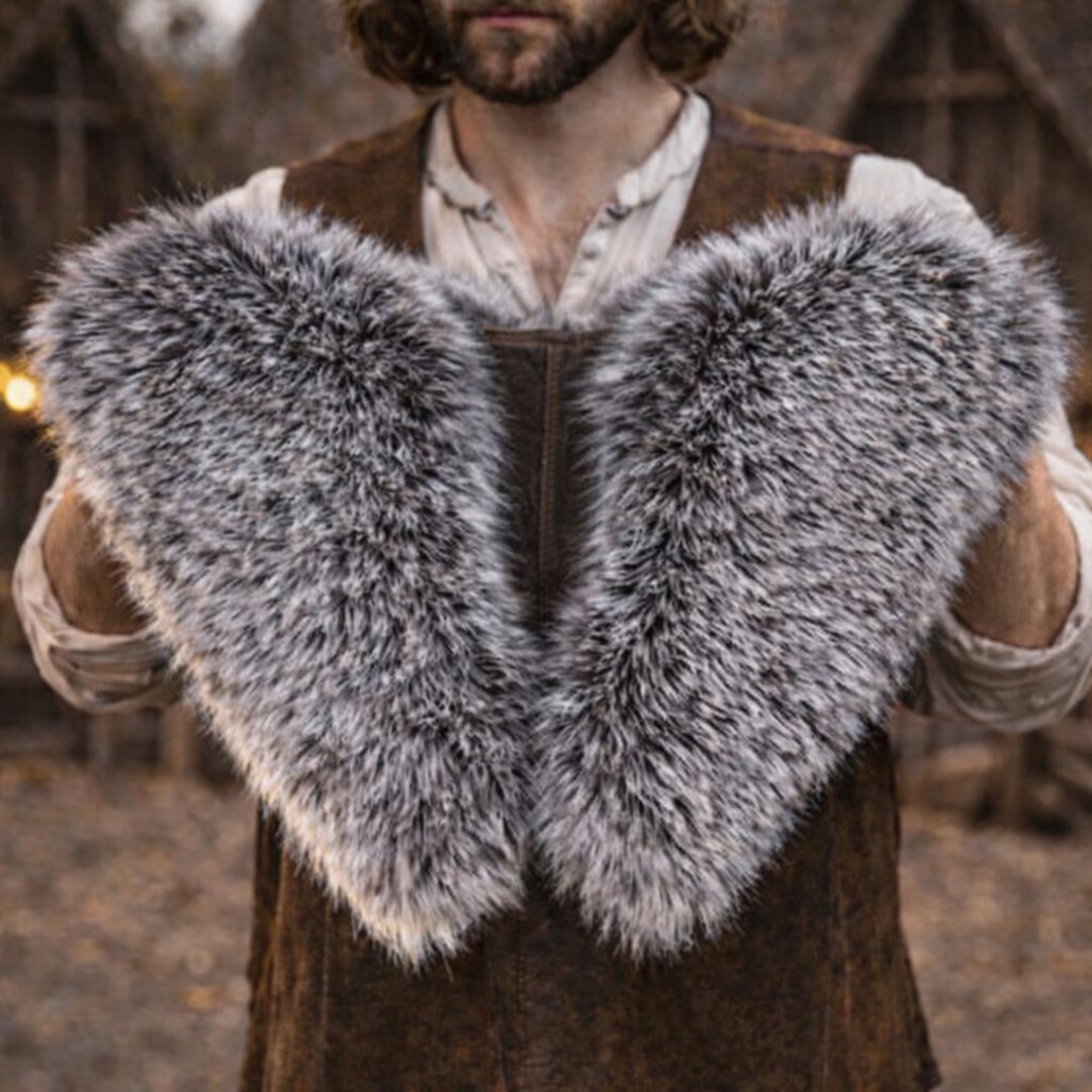 Viking Faux Fur Shoulder Cape – Medieval Armor Mantle, Fantasy Viking ...