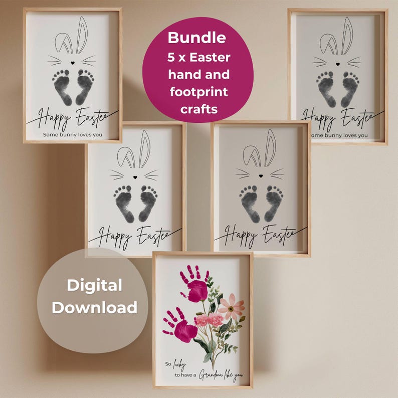Easter Handprint and Footprint Art Bundle | Set of 5 DIY Easter Crafts ...