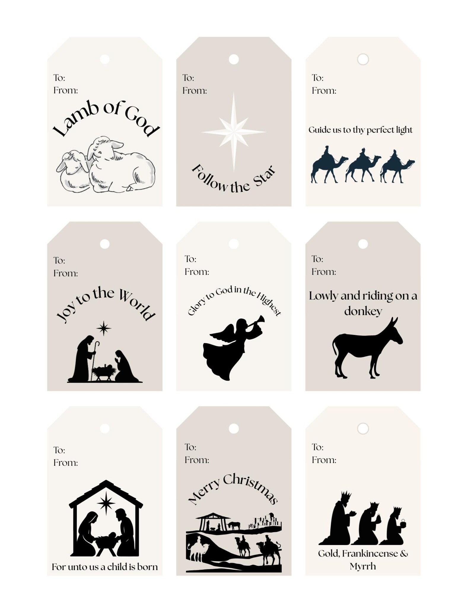 Religious Themed Neutral Gift Tags- for Christmas/holidays - Etsy