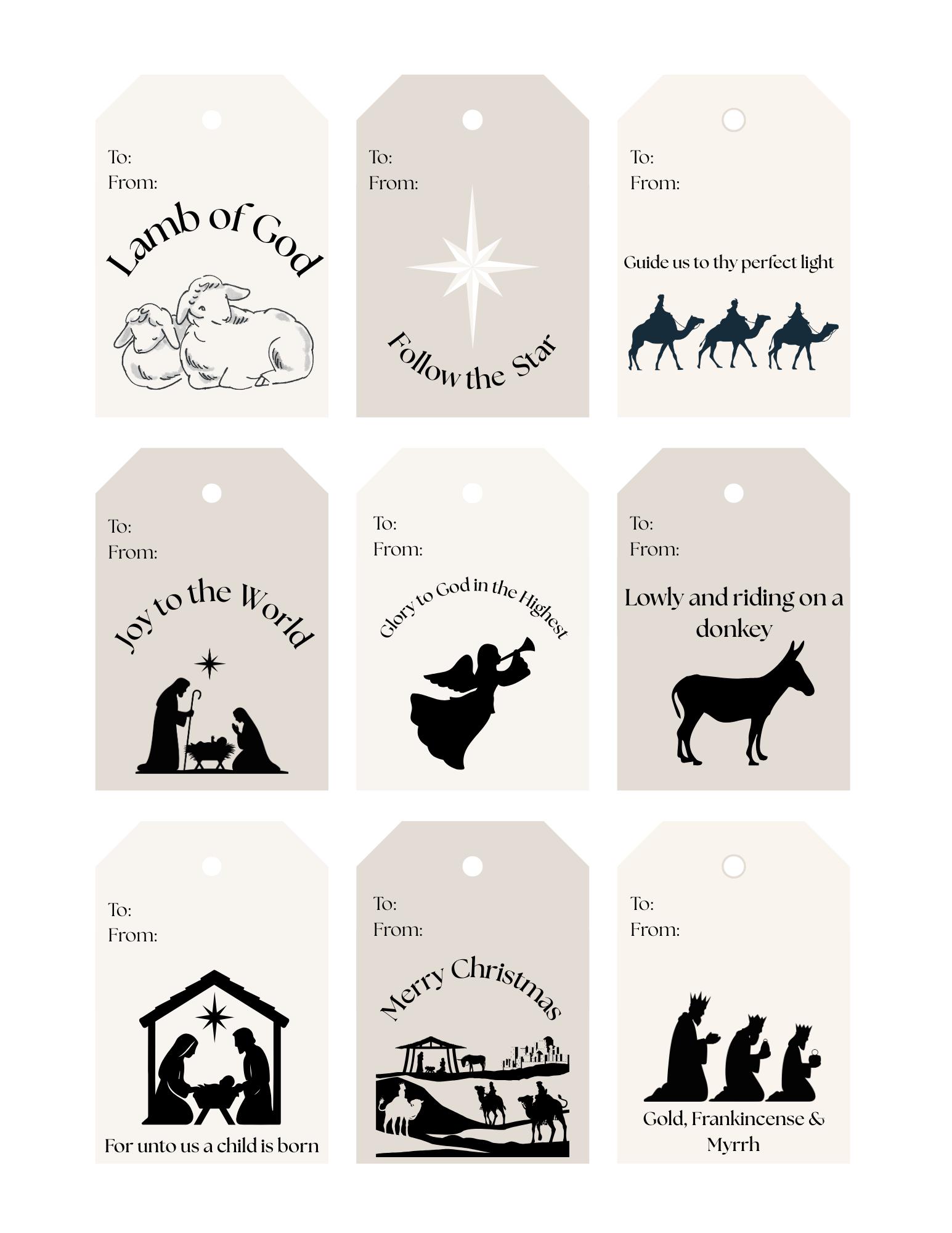 Religious Themed Neutral Gift Tags- for Christmas/holidays - Etsy