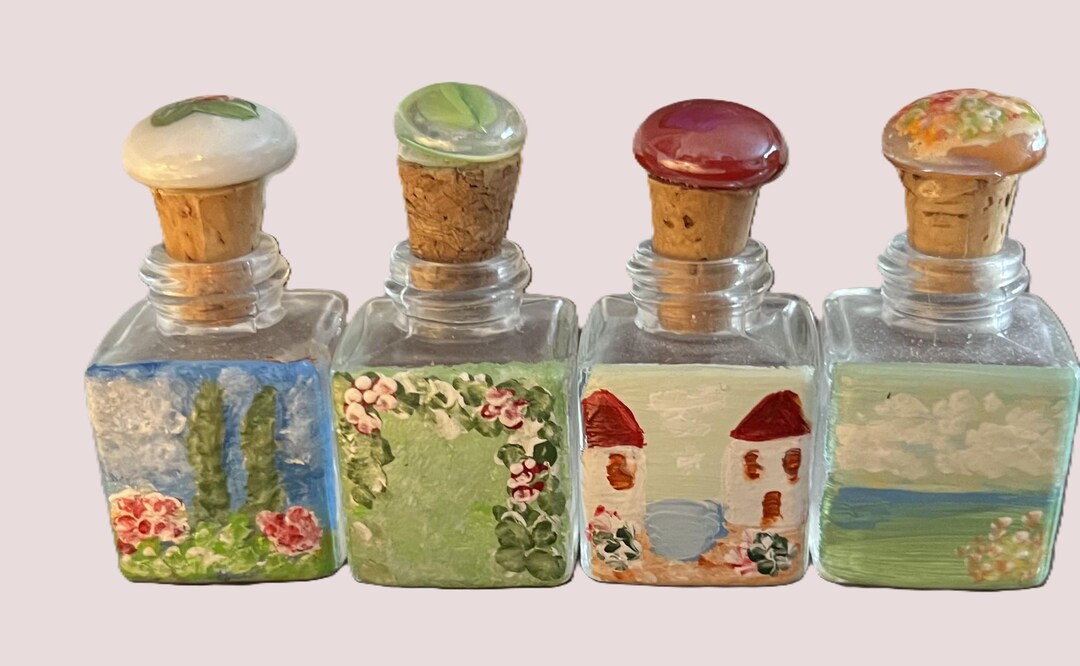 Small Unique Decorative Vintage Bottles Hand Painted - Etsy