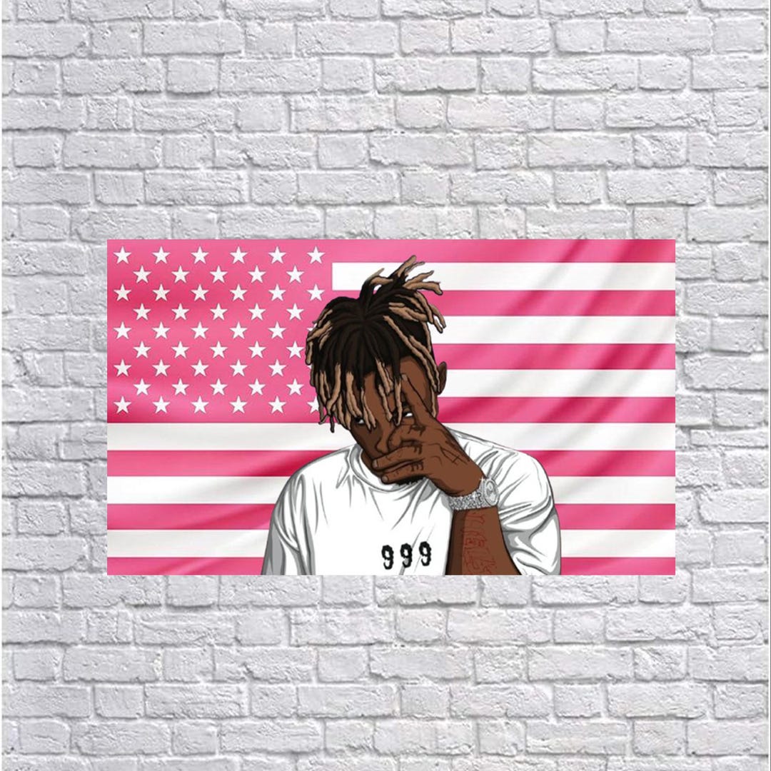 Juice WRLD Pink American Flag Tapestry – Aesthetic Wall Art – Rap ...