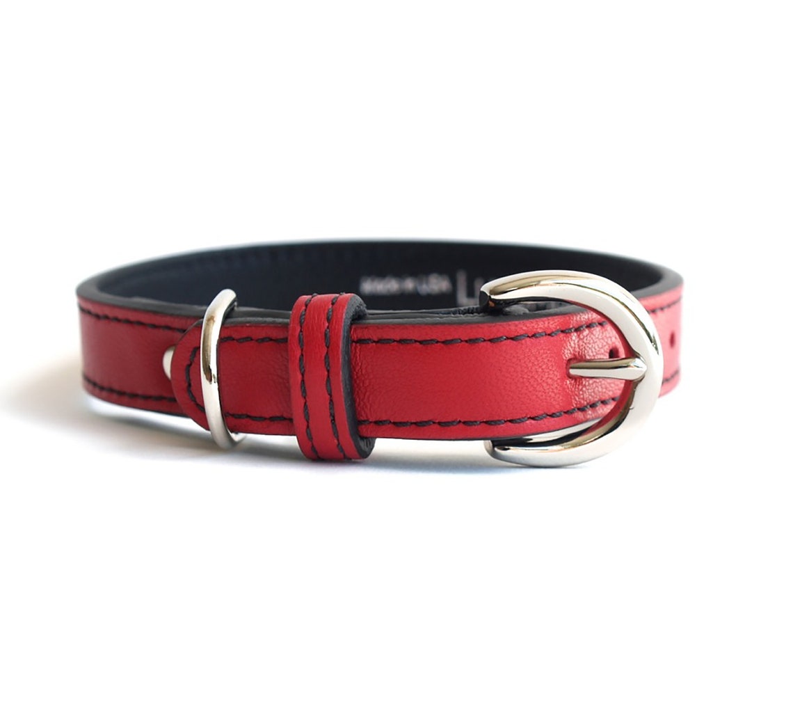Minimalist Renegade Red Leather Dog Collar - Etsy