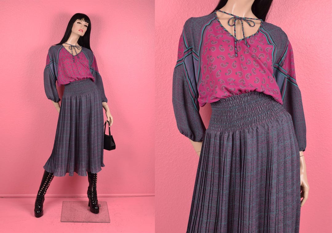 Vintage 80s Multi Pattern Dress/ Medium-large/ 1980s - Etsy