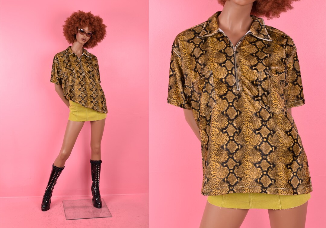 Vintage 90s 00s Short Hair Faux Fur Reptile Print Top/ Gender-neutral ...