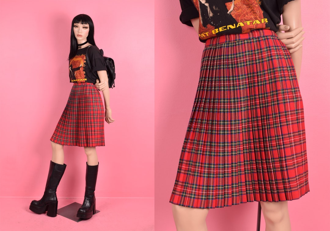 Vintage 80s Plaid Pleated High Waisted Skirt/ Xs-small/ 1980s - Etsy
