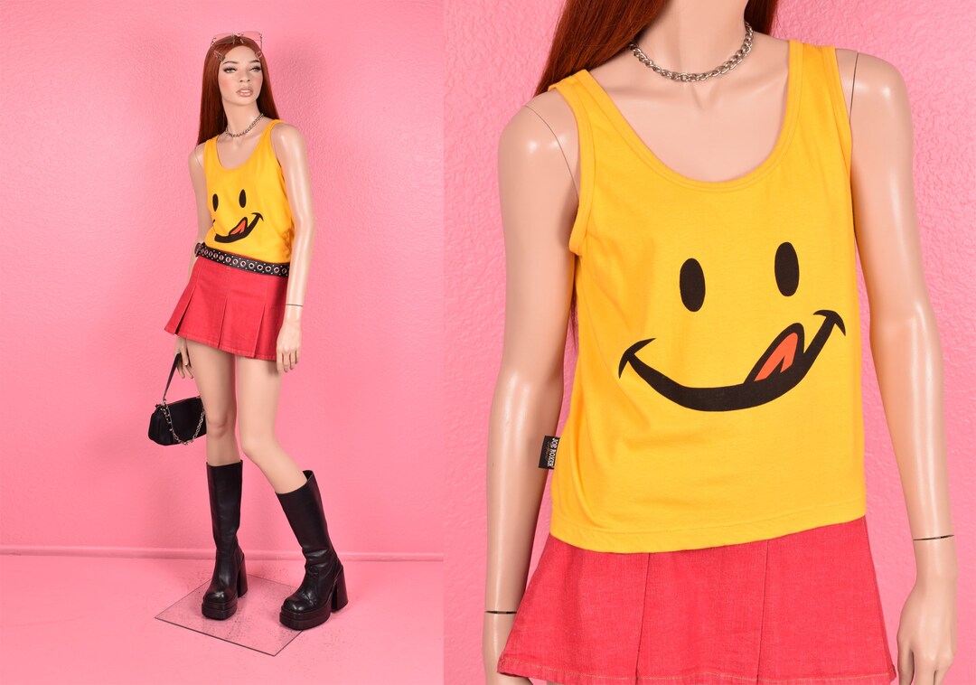 90s Smiley Face Tank Top/ Medium/ 1990s - Etsy
