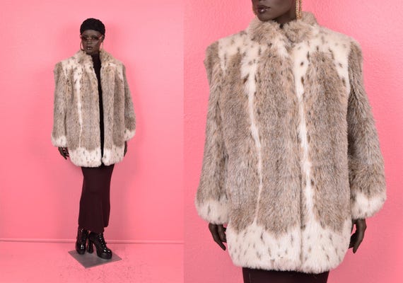 80s Faux Fur Jacket/ Large/ 1980s - Gem