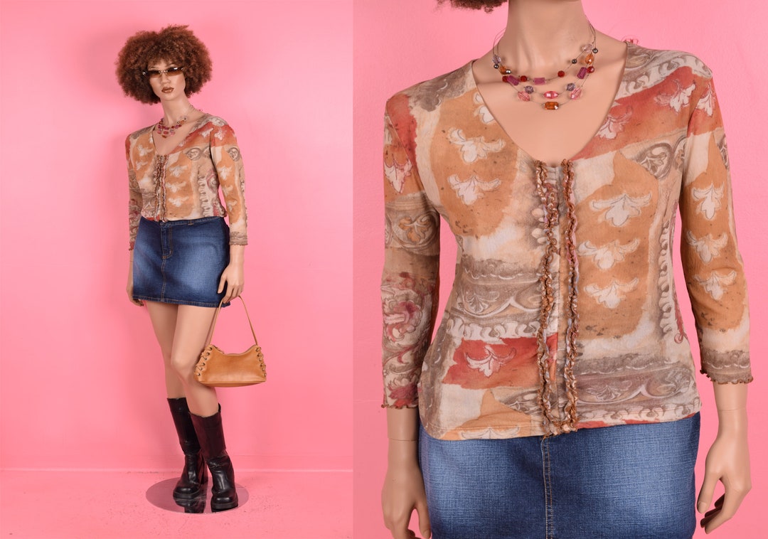 90s Multi Pattern Mesh Top/ Large/ 1990s - Etsy