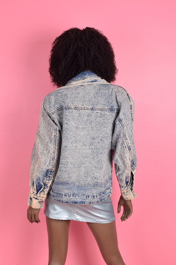 80s Acid Wash Embroidered Denim Jacket/ Large/ 1980s - Gem