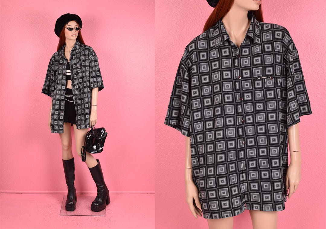 00s Graphic Pattern Shirt/ Gender-neutral 2XL/ 2000s/ Button Down - Etsy