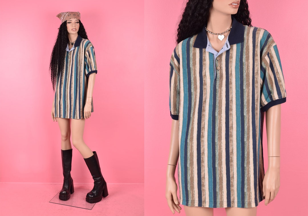 Vintage 90s Y2K Striped Polo Shirt/ Unisex Large/ Short Sleeve - Etsy