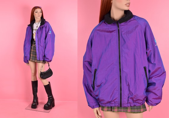 Vintage 90s Iridescent Jacket/ Gender-Neutral XL/ 199… - Gem