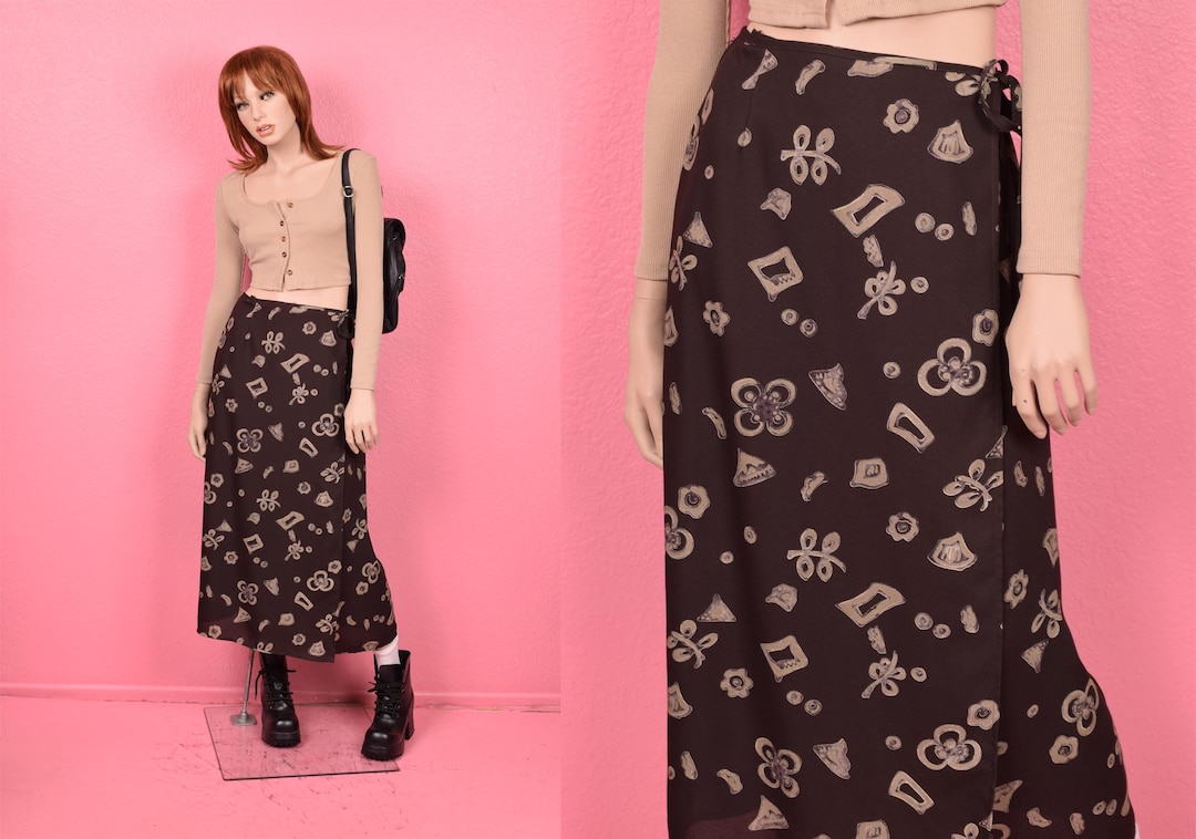 Vintage 90s Multi Pattern Wrap Skirt/ Small/ 1990s - Etsy