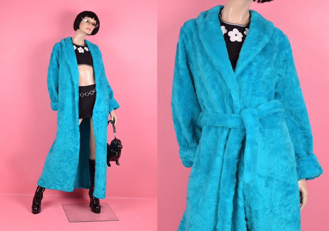 Vintage 80s Blue Plush Robe/ Large/ 1980s - Etsy