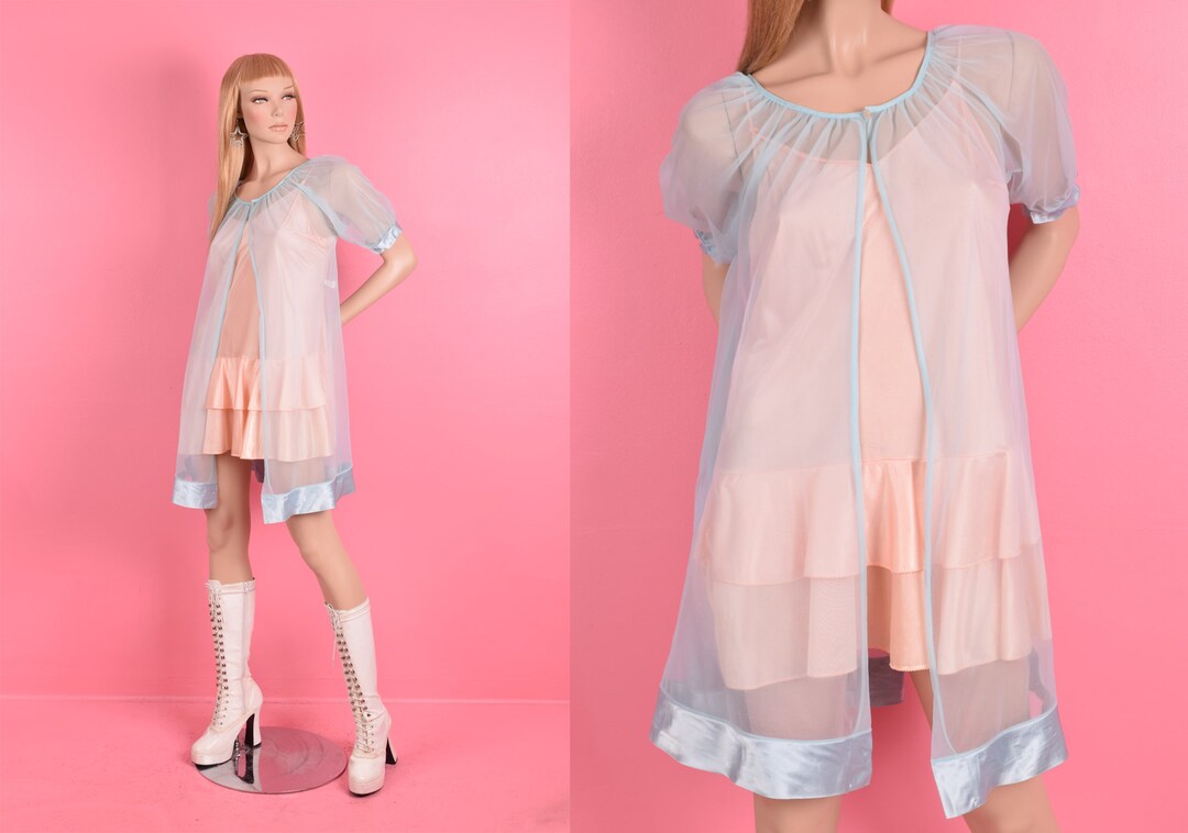 60s Light Blue Sheer Robe/ Small/ 1960s - Etsy