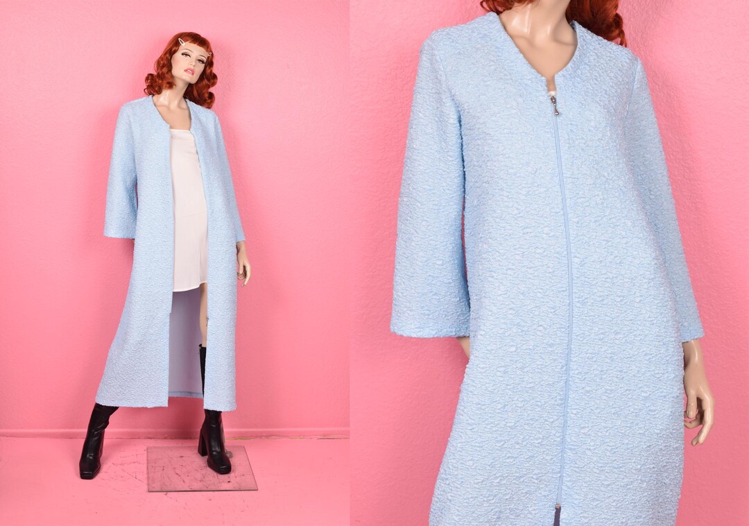 Vintage 80s 90s Light Blue Ruched Bed Coat/ Small/ 1980s/ 1990s/ Jacket ...