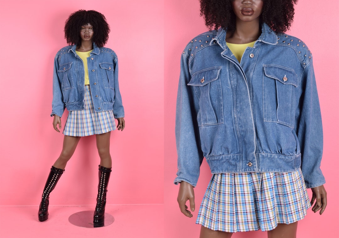 Vintage 80s Studded Denim Jacket/ Large/ 1980s - Etsy