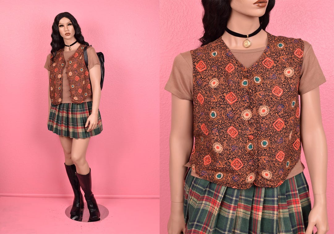 Vintage 80s Multi Pattern Vest/ Large/ 1980s - Etsy