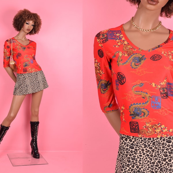 Dragon Print Top - Etsy