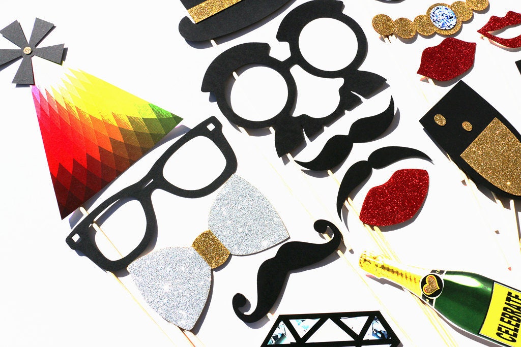 Photobooth Props Photo Booth Props 18 Piece GLITTER Set - Etsy Australia