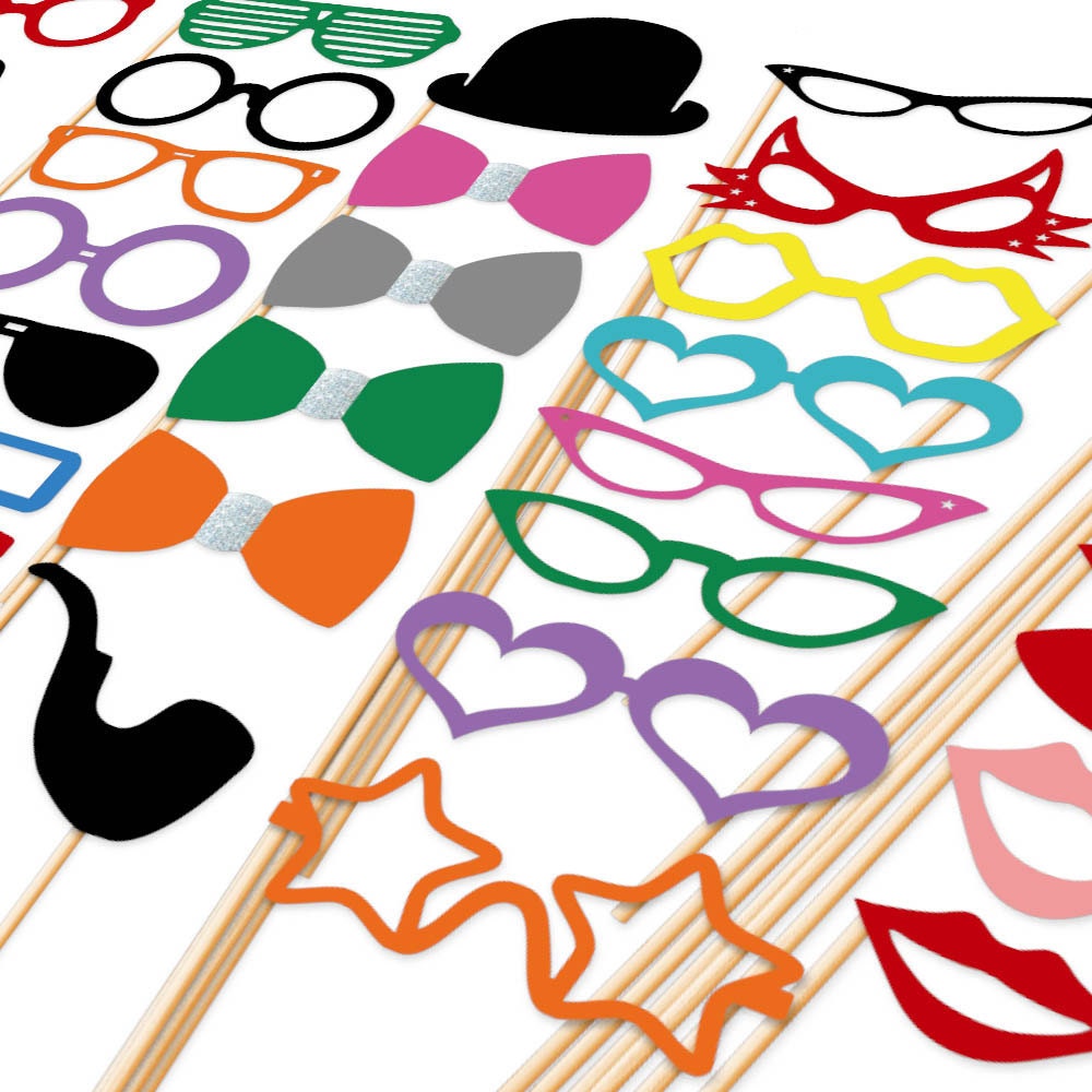 Photo Booth Party 40 Piece Party Photo Props Set Wedding - Etsy