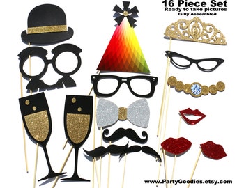 Photo Booth Props DELUXE 22 Piece Prop Set With GLITTER - Etsy