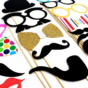 Photo Booth Props - 20 Piece Photobooth Party Set With GLITTER ...