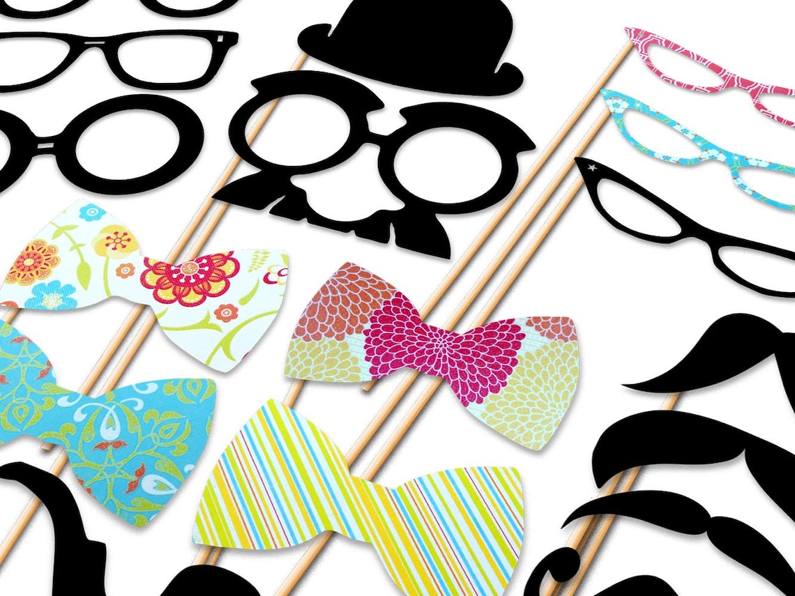 Photo Booth Props 22 Piece Party Set on a Stick Wedding - Etsy