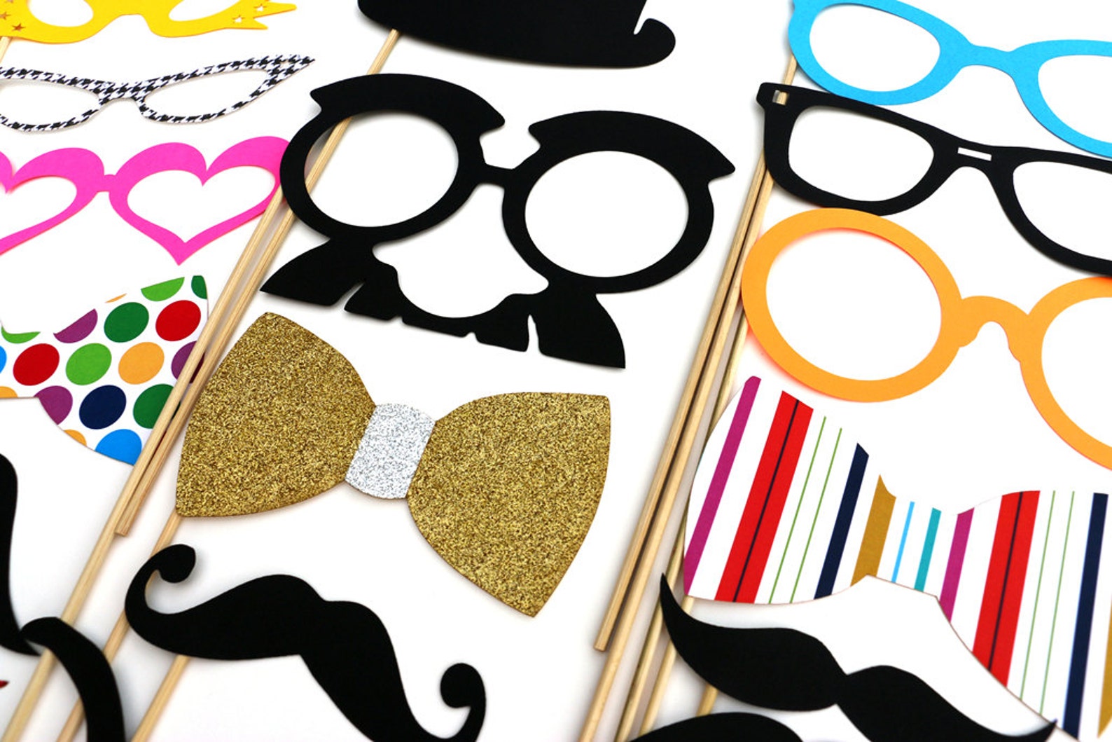 Photo Booth Props 20 Piece Photobooth Party Set With GLITTER | Etsy