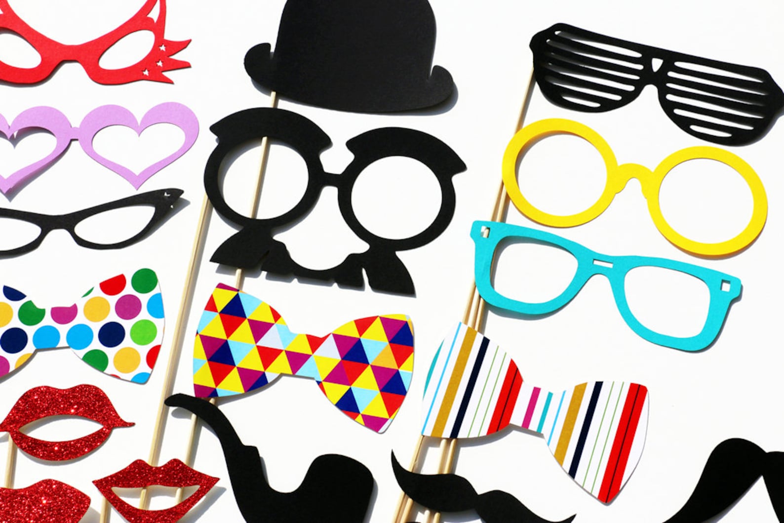 Photo Booth Props 30 Piece Party Photo Props Party GLITTER - Etsy