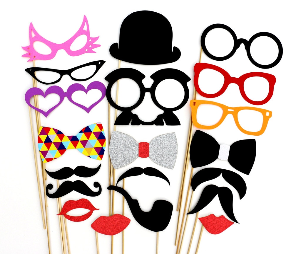 Wedding Photo Booth Party Props 20 Piece Set With GLITTER | Etsy