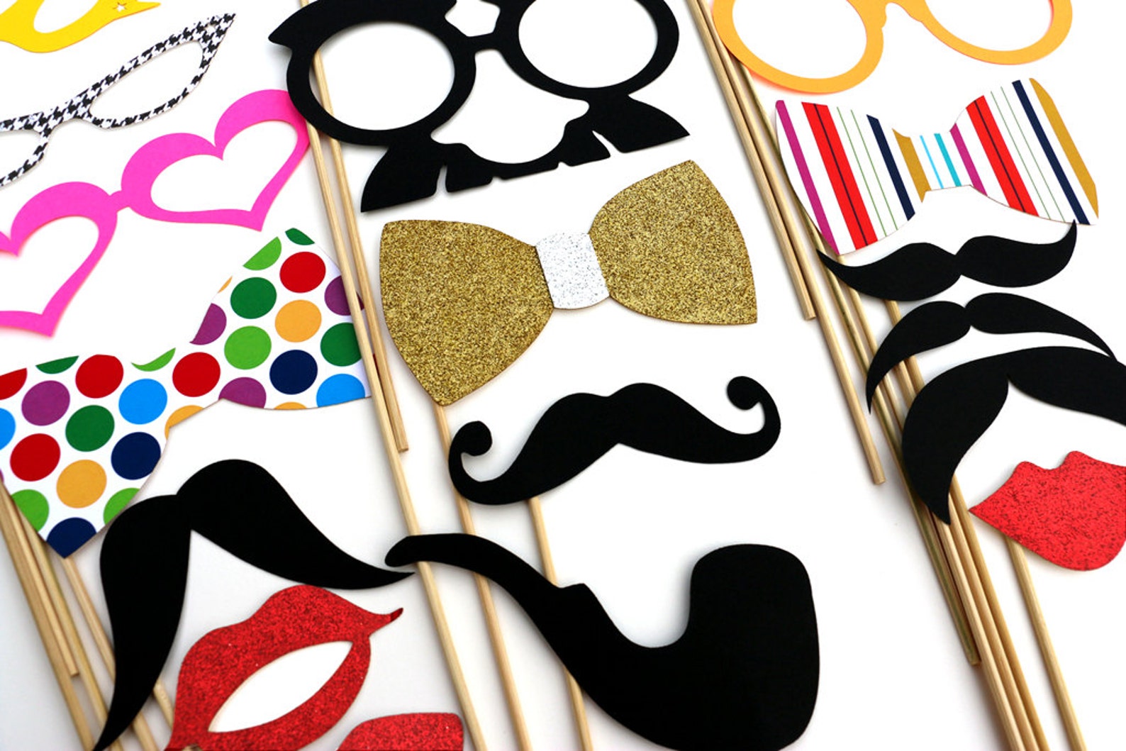 Photo Booth Props 20 Piece Photobooth Party Set With GLITTER | Etsy